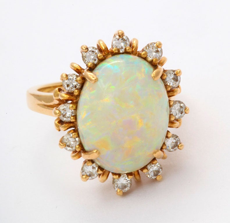 Gold, Diamond, and Opal Ring, stamped CDL at 1stDibs