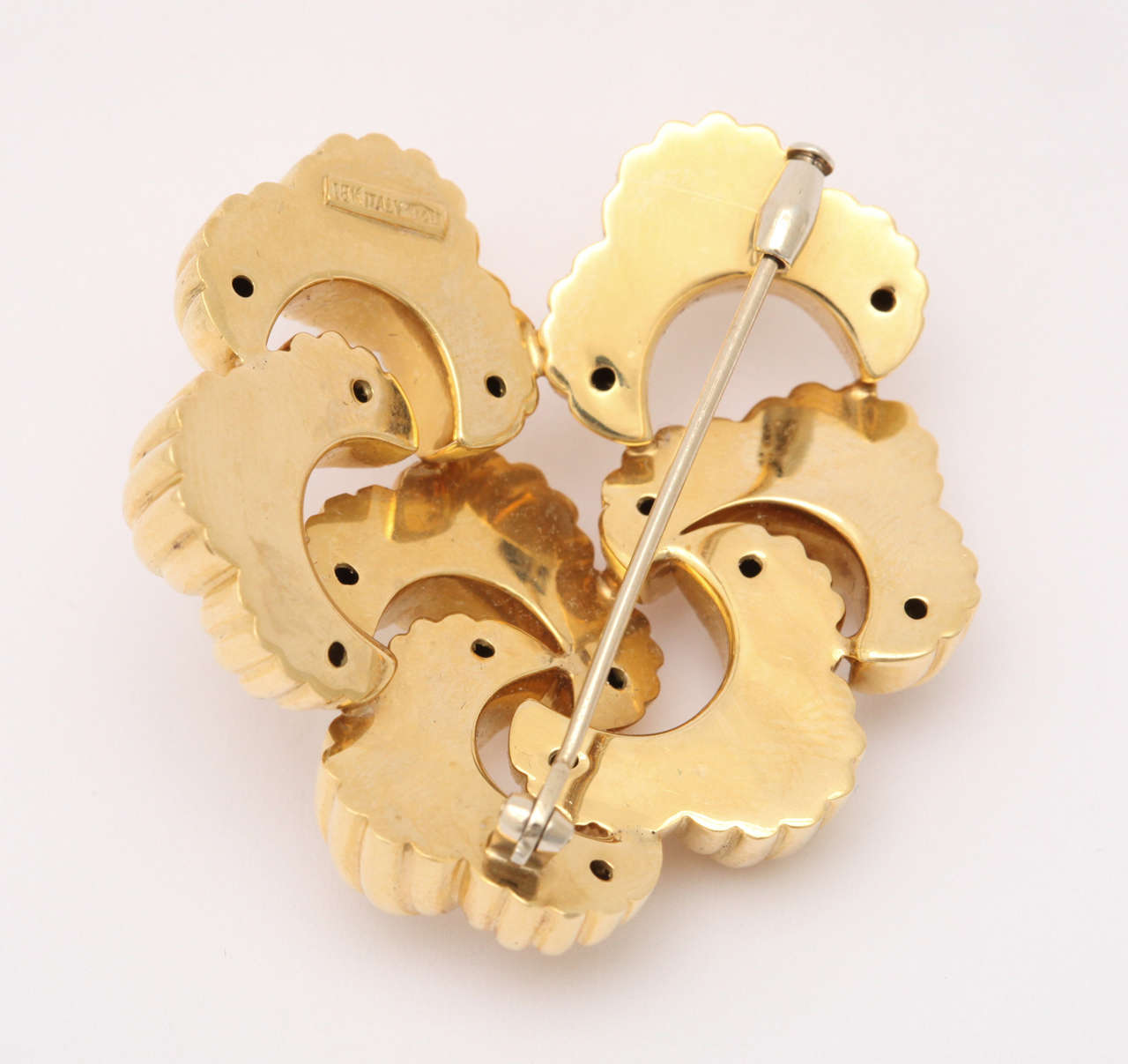 Large Gold Ruffled Pin For Sale at 1stDibs