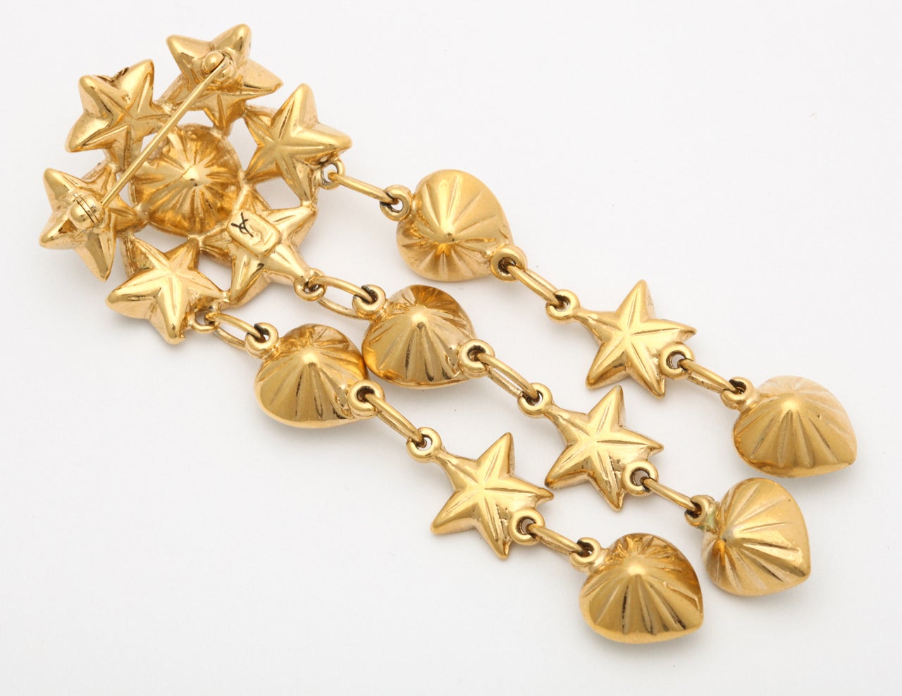 YSL Star and Heart Pin For Sale at 1stDibs