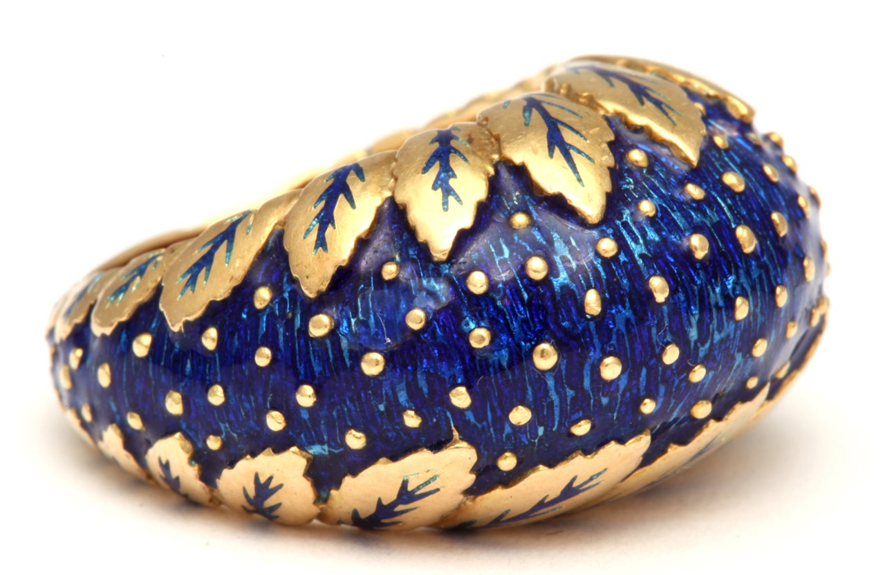 Super Chic Blue Enamel Ring at 1stDibs