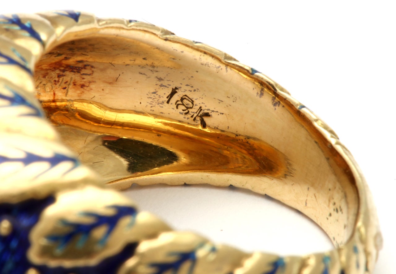 Super Chic Blue Enamel Ring at 1stDibs
