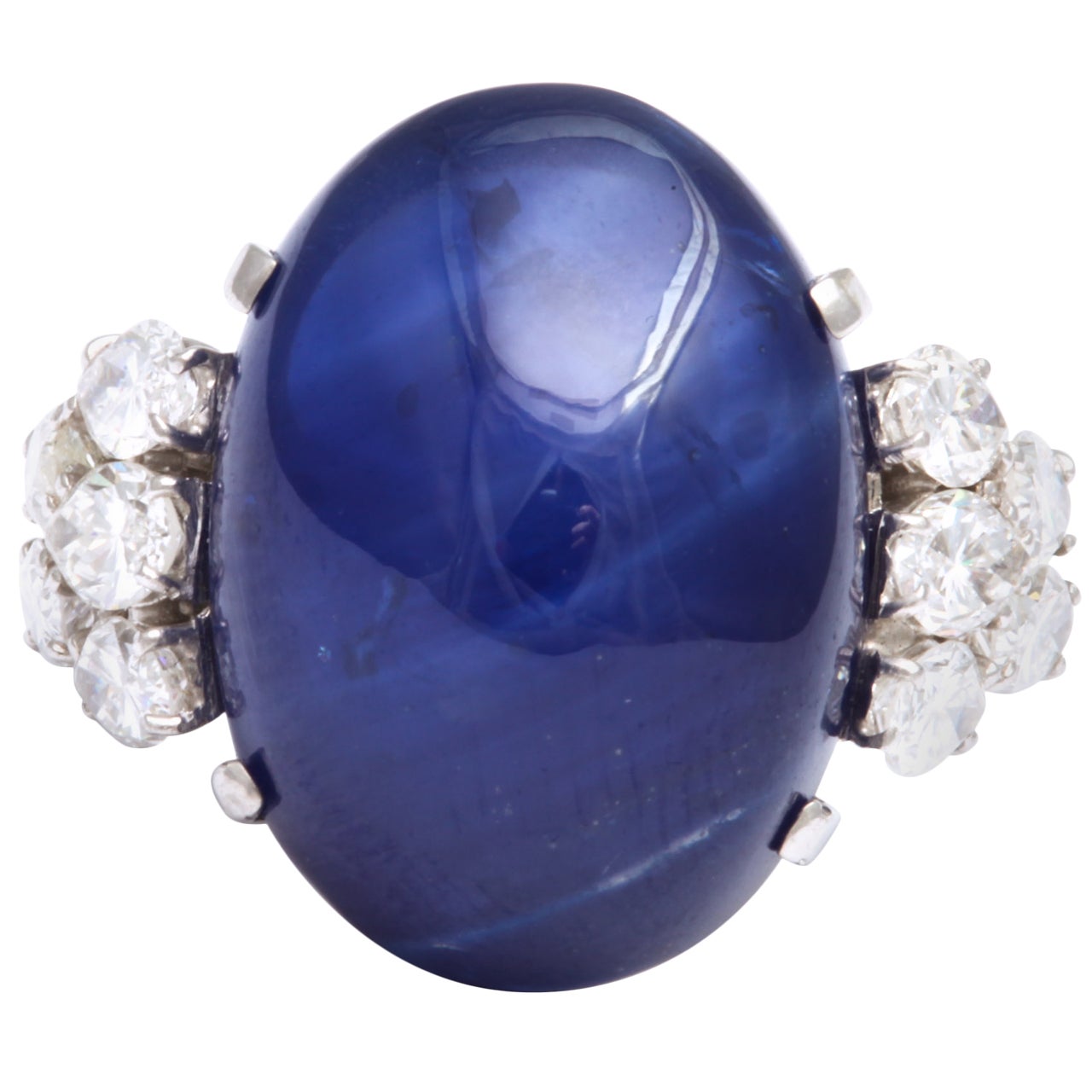 Cabochon Sapphire Diamond Ring at 1stdibs