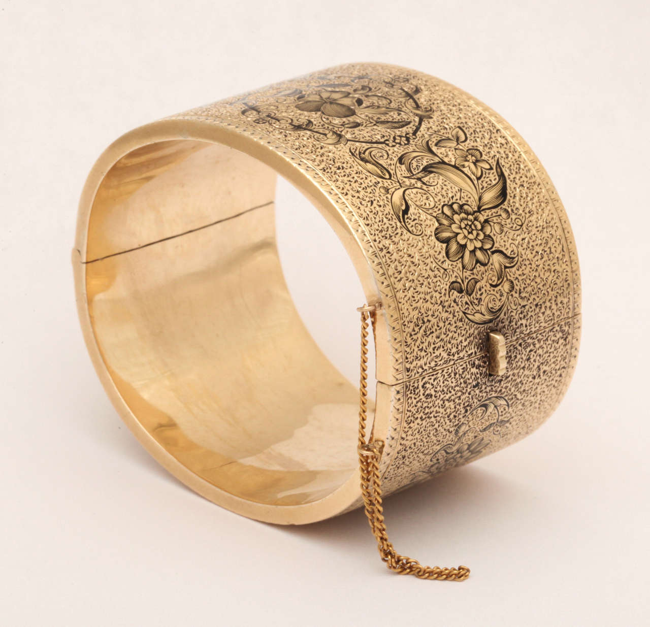 Wonderful Antique American Taille d' Espargne Gold Wide Cuff Bracelet ...