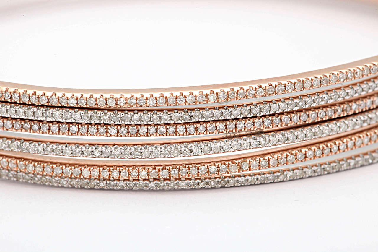 Diamond Tricolor Gold Bangles at 1stDibs