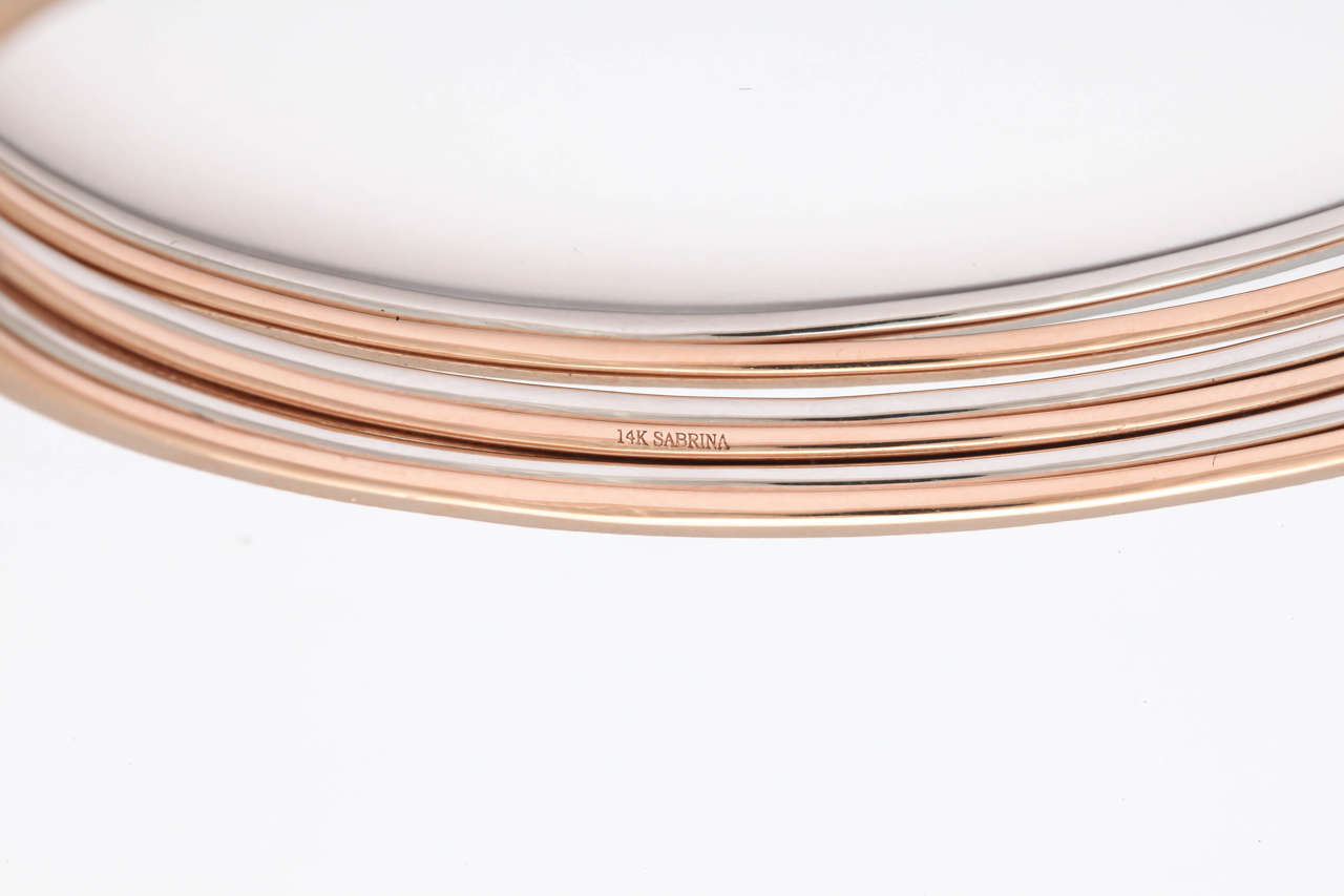 Diamond Tricolor Gold Bangles at 1stDibs