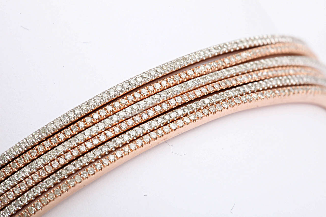 Diamond Tricolor Gold Bangles at 1stDibs