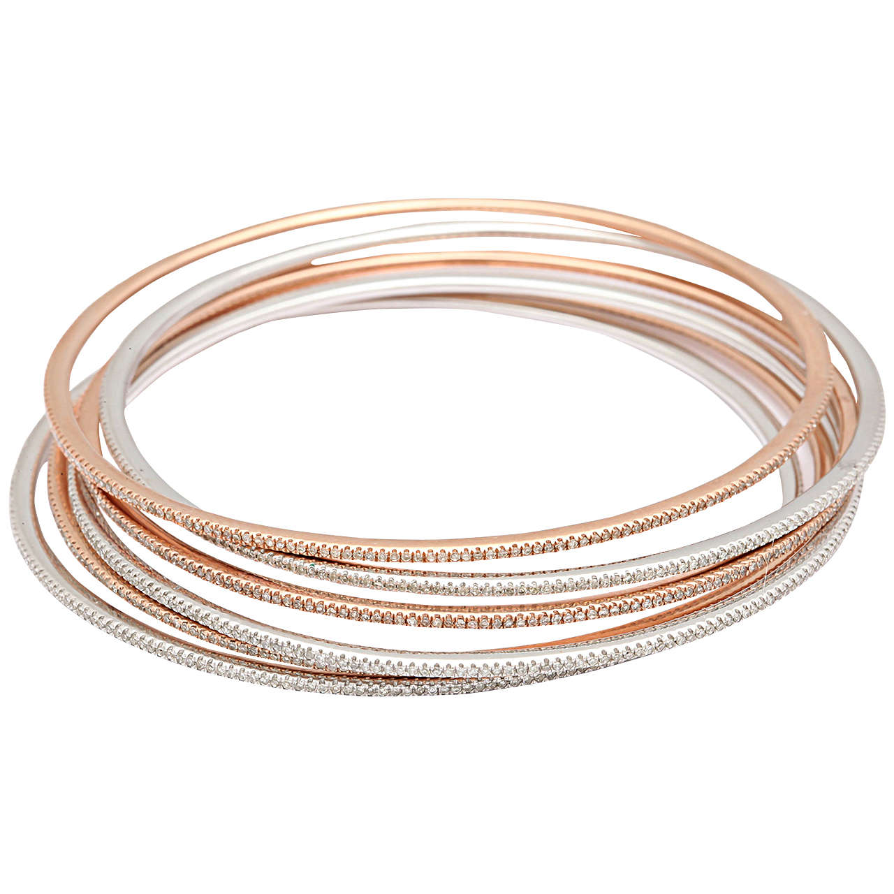 Diamond Tricolor Gold Bangles at 1stDibs