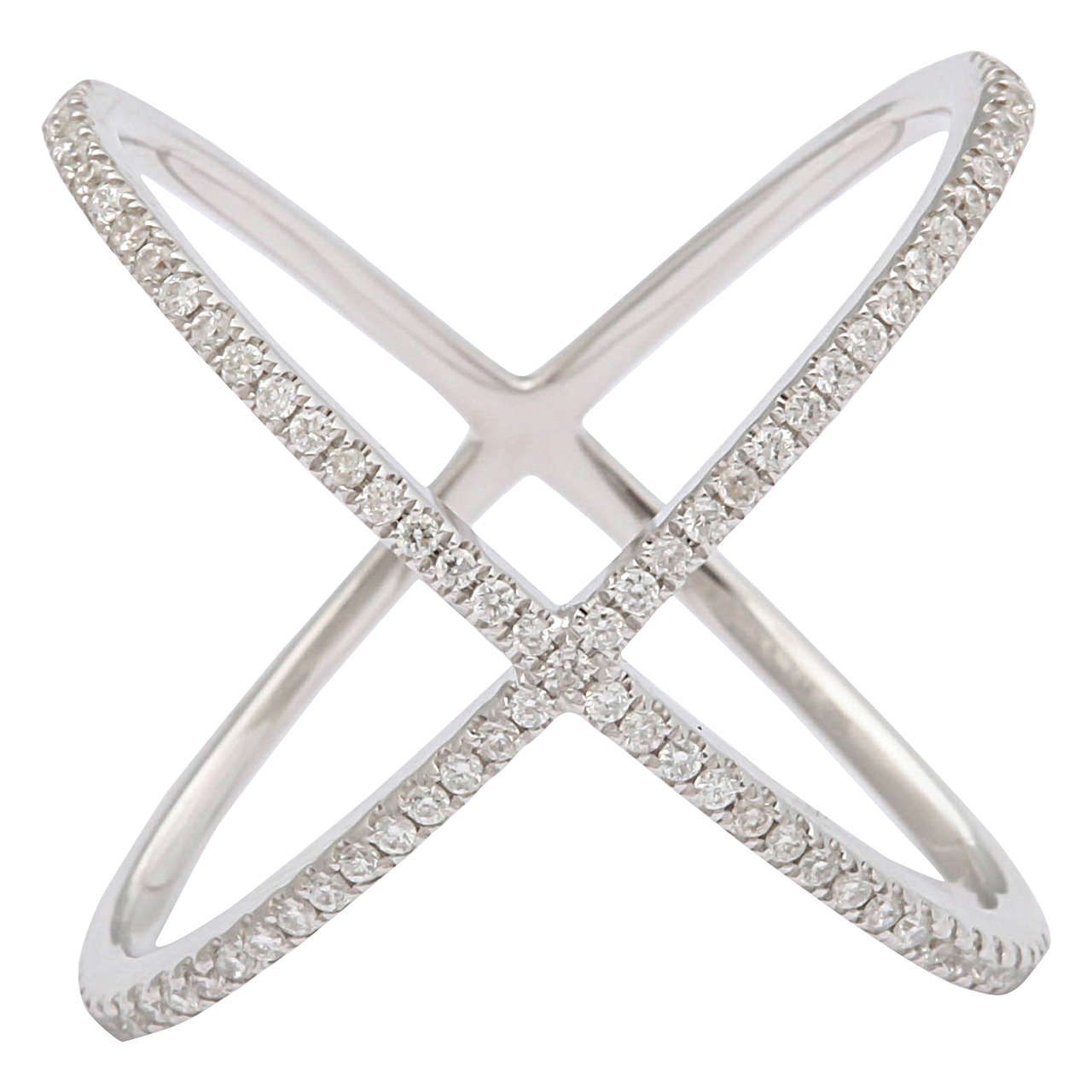 Oversized Diamond X Ring at 1stDibs