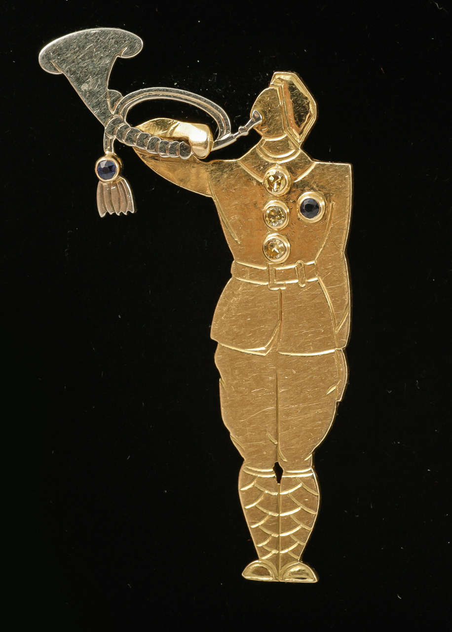 Boucheron Gold Bugler Novelty Brooch For Sale at 1stDibs