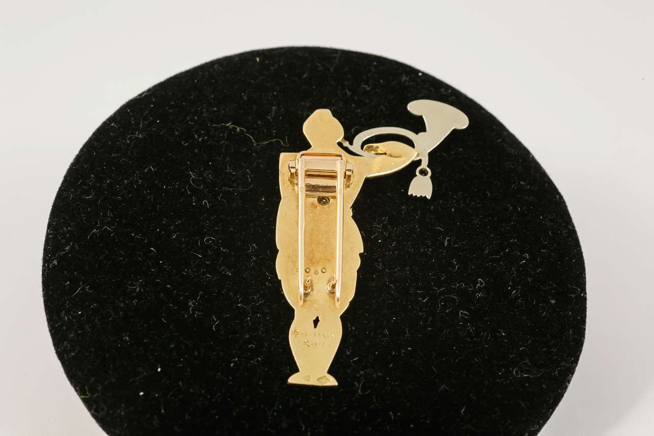 Boucheron Gold Bugler Novelty Brooch For Sale at 1stDibs