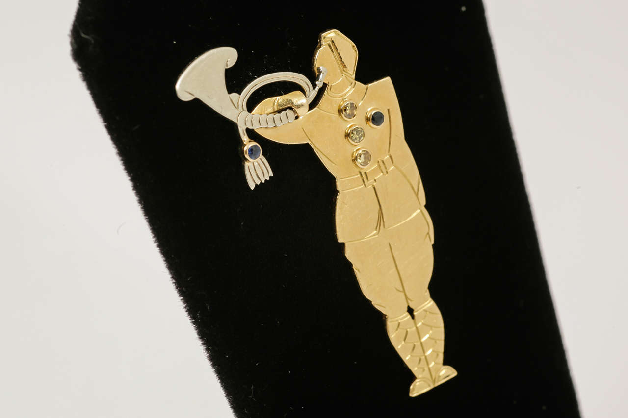 Boucheron Gold Bugler Novelty Brooch For Sale at 1stDibs