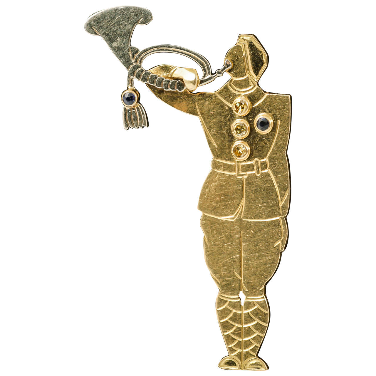 Boucheron Gold Bugler Novelty Brooch For Sale at 1stDibs