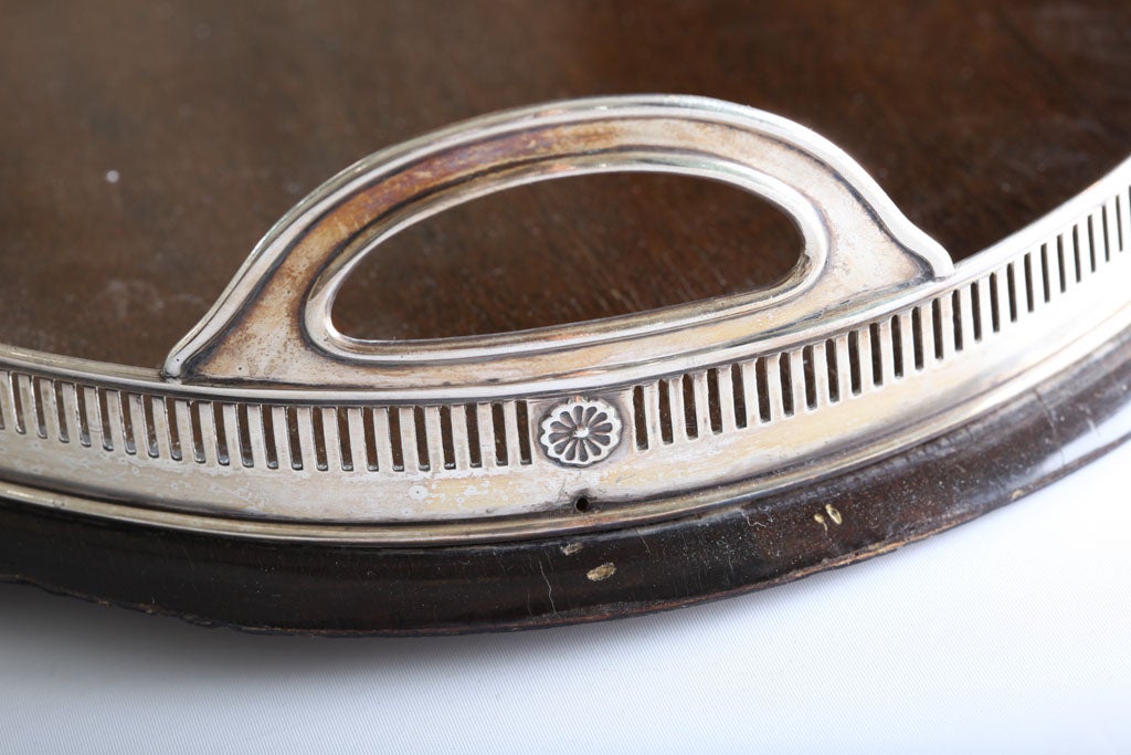 Sterling Silver-Mounted Inlaid Wood Gallery Tray at 1stDibs