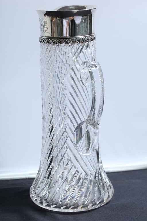 Tiffany and Co. Sterling Silver and "Zipper Cut" Crystal Pitcher at ...