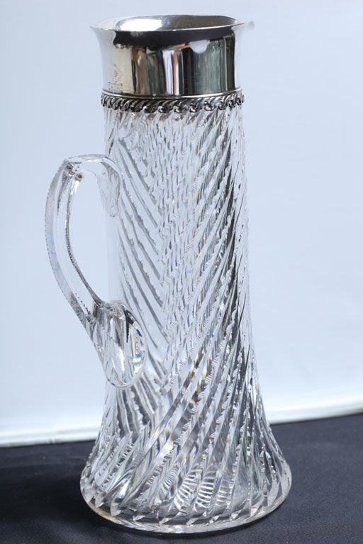 Tiffany and Co. Sterling Silver and "Zipper Cut" Crystal Pitcher at ...