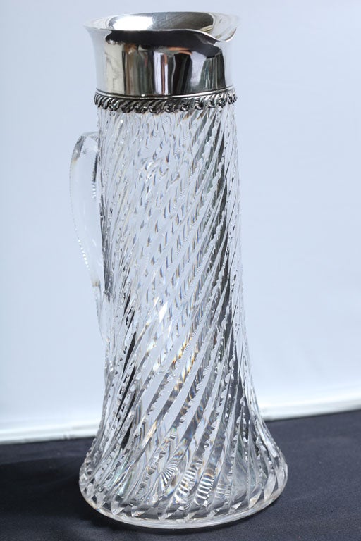 Tiffany and Co. Sterling Silver and "Zipper Cut" Crystal Pitcher at ...