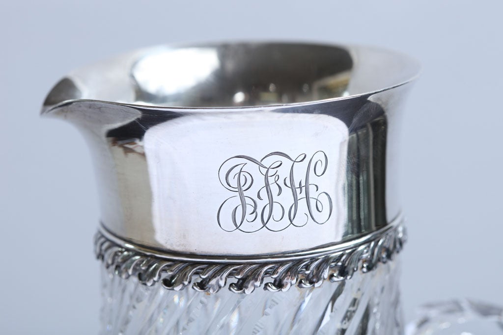 Tiffany and Co. Sterling Silver and "Zipper Cut" Crystal Pitcher at ...