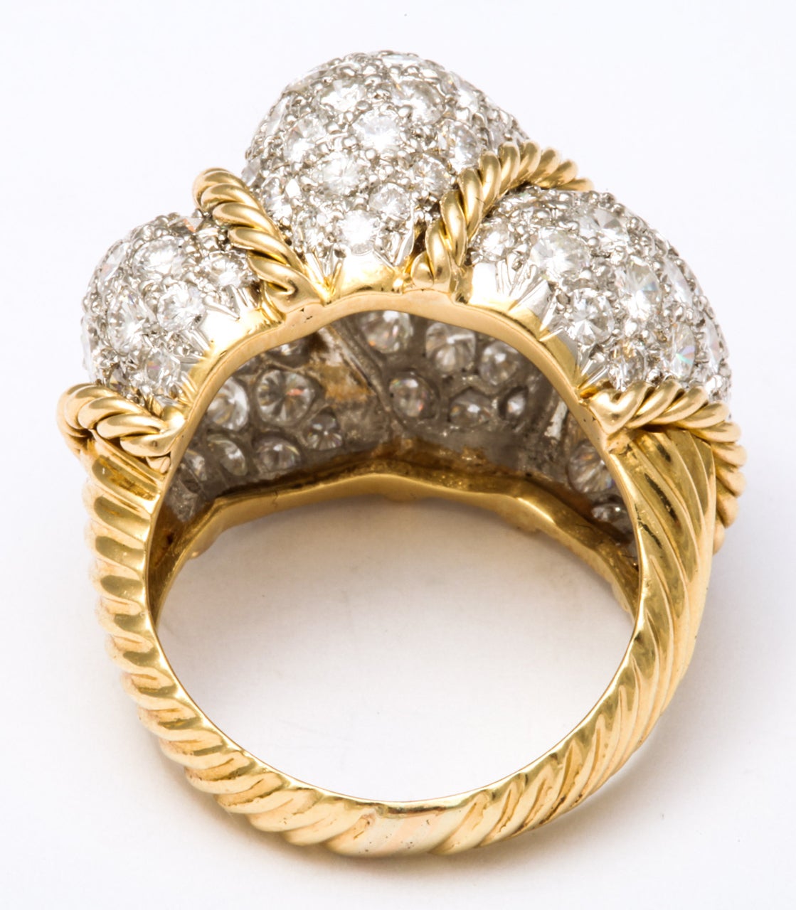 Van Cleef and Arpels VCA Yellow Gold Diamond Dome Ring For Sale at 1stDibs