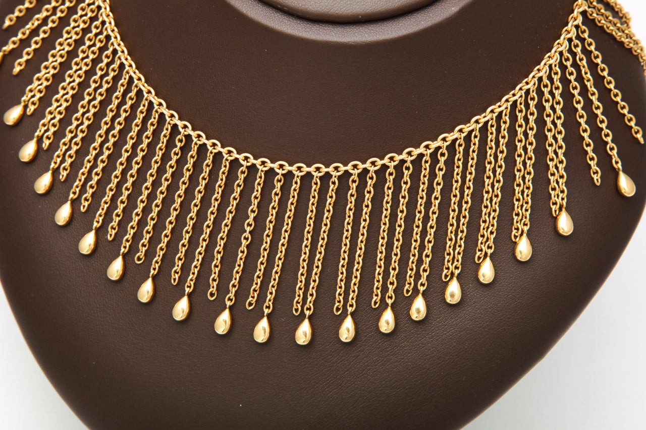 Van Cleef and Arpels VCA Gold Chain Fringe Bracelet Necklace Set at 1stDibs