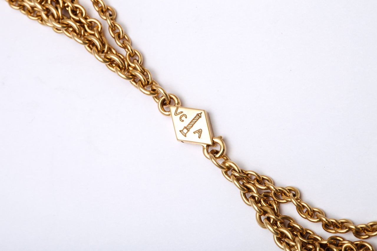 Van Cleef and Arpels VCA Gold Chain Fringe Bracelet Necklace Set at 1stDibs