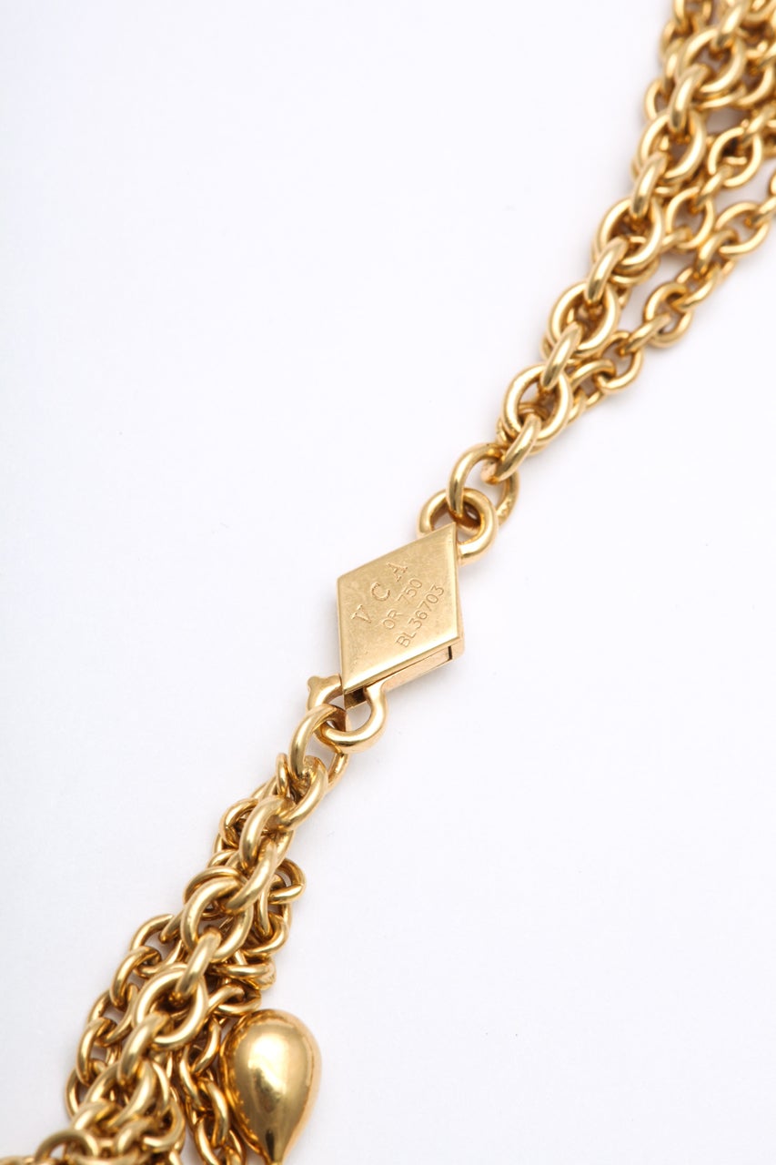 Van Cleef and Arpels VCA Gold Chain Fringe Bracelet Necklace Set at 1stDibs