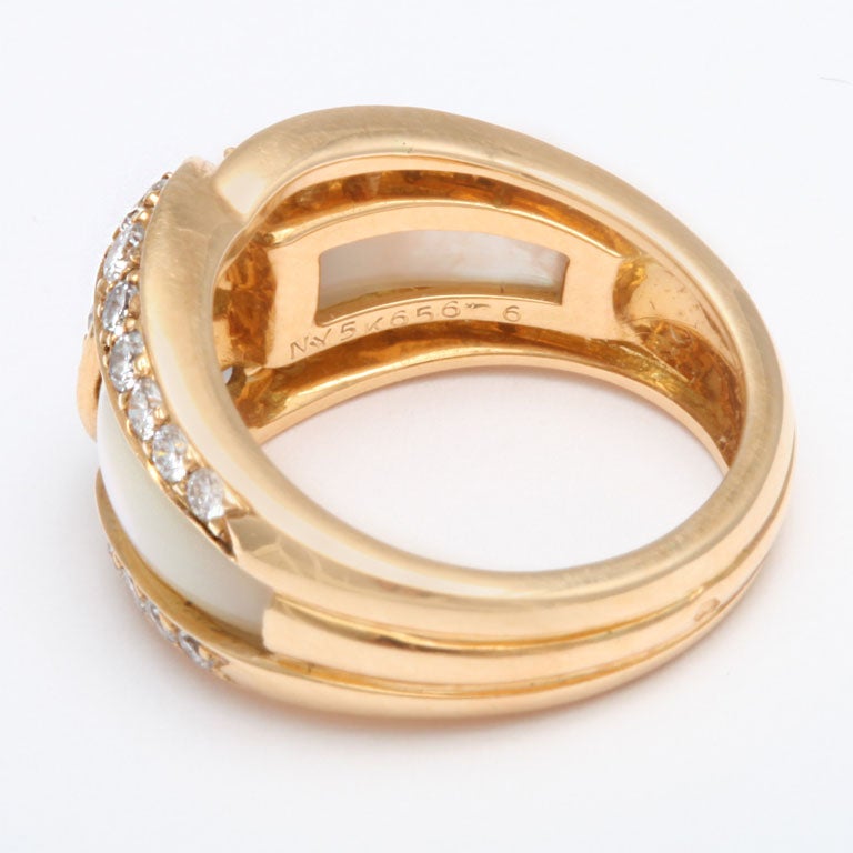 VAN CLEEF and ARPELS Mother Of Pearl And Diamond Ring at 1stDibs