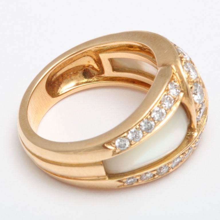 VAN CLEEF and ARPELS Mother Of Pearl And Diamond Ring at 1stDibs