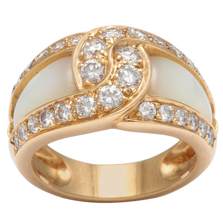 VAN CLEEF and ARPELS Mother Of Pearl And Diamond Ring at 1stDibs