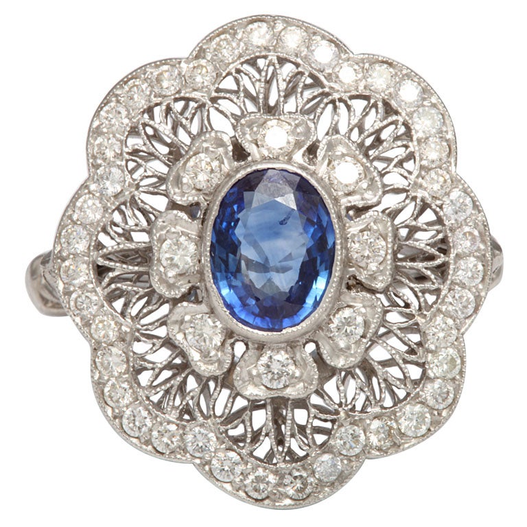 Edwardian Sapphire And Diamond Flower Ring at 1stDibs | edwardian ...