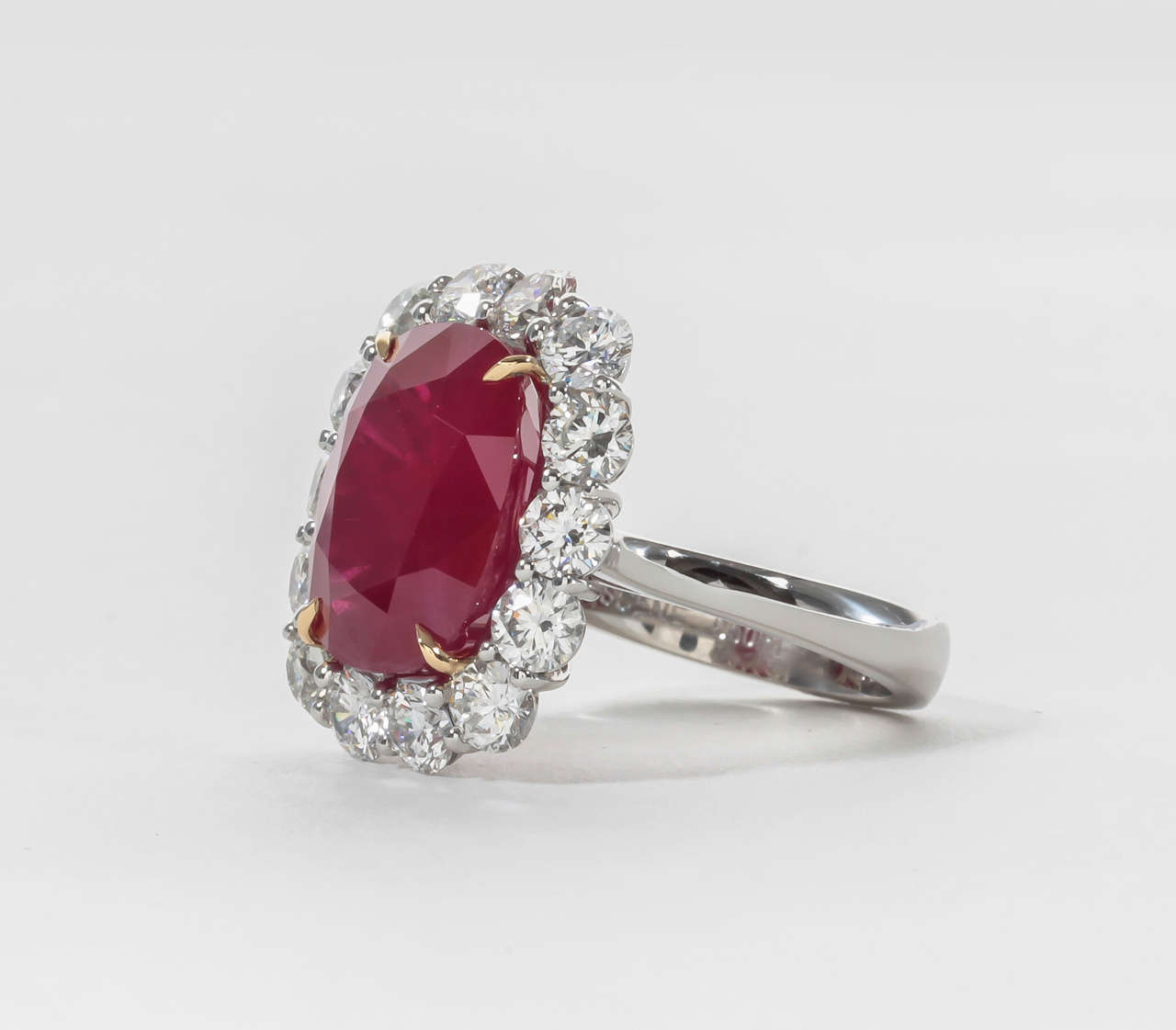 Rare Ten Carat Burma Ruby Diamond Ring For Sale at 1stdibs