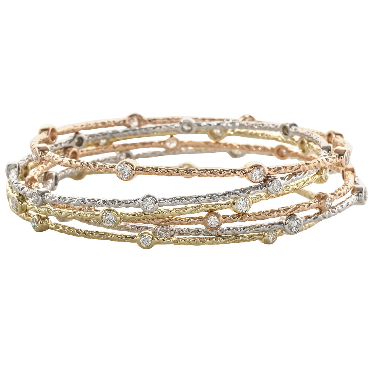 Set of Six Multicolored Slip On Diamond Bangles For Sale at 1stDibs ...