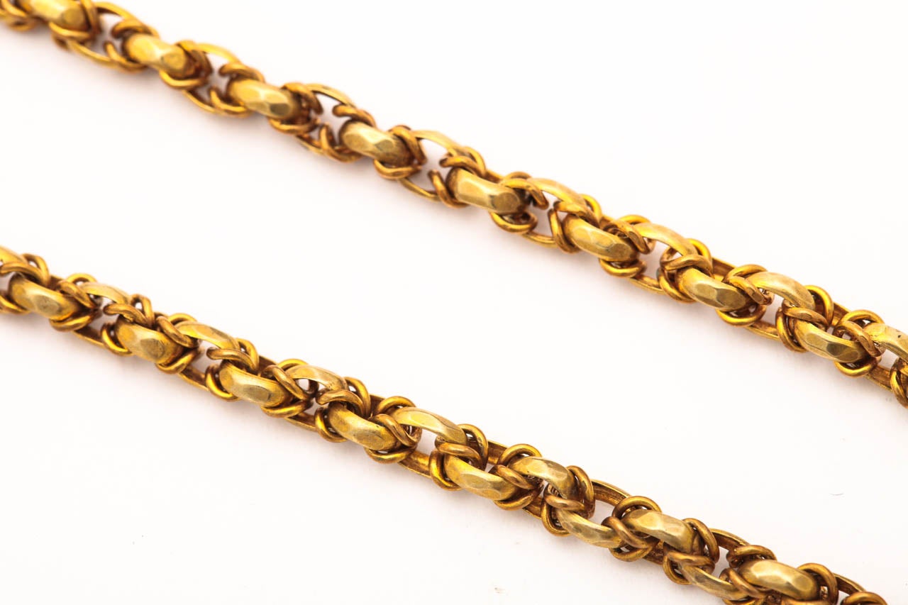 Victorian Banded Agate Pendant on a Long Handmade Chain at 1stDibs