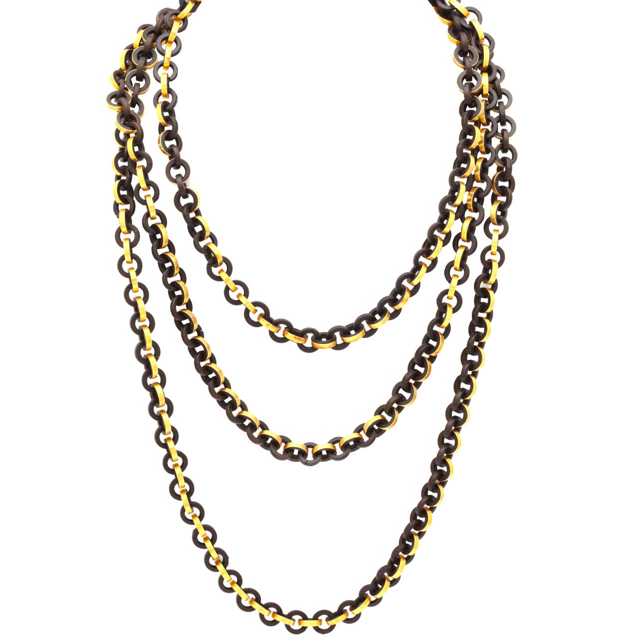 Long Victorian Gold and Vulcanite Chain at 1stDibs