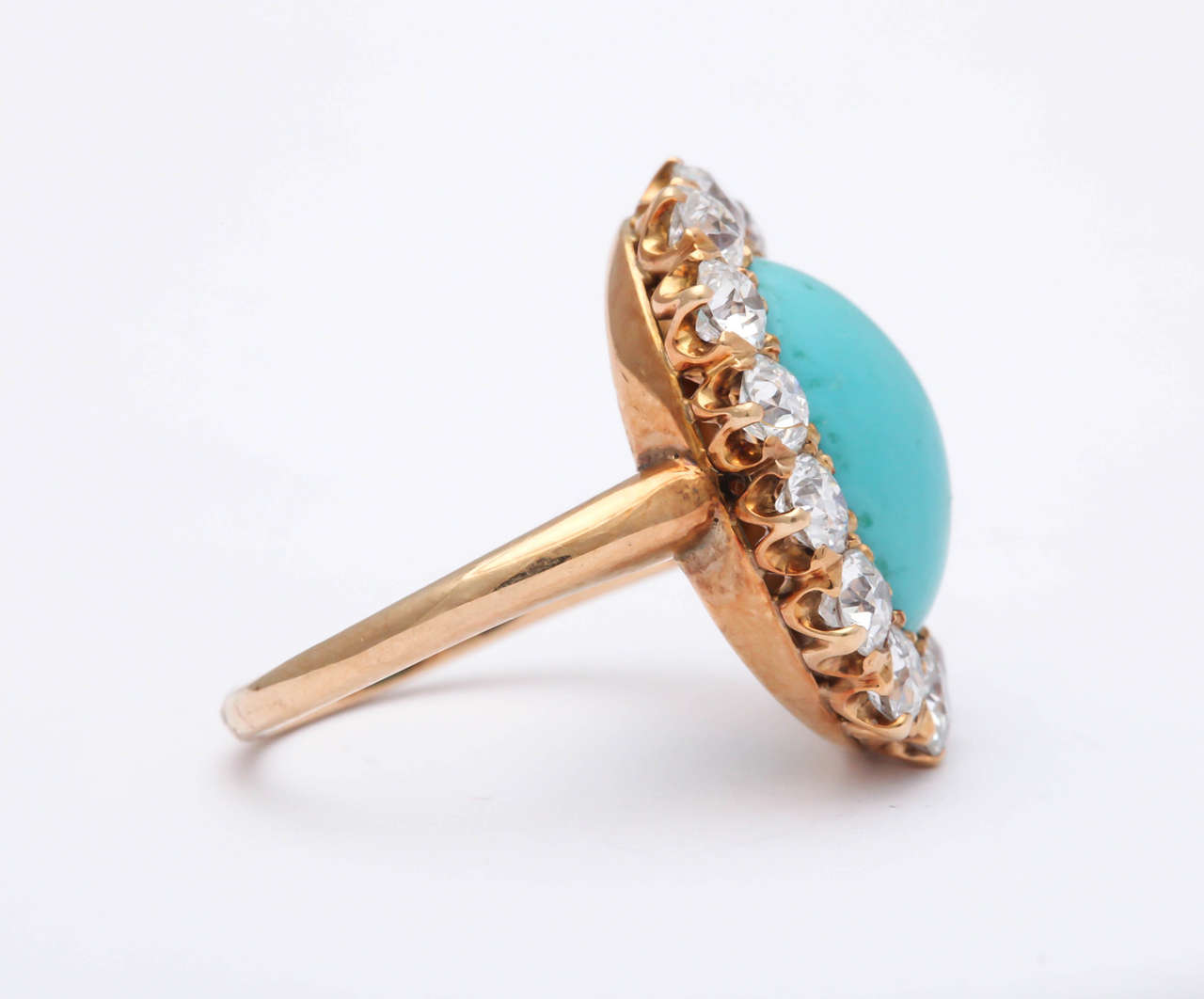 Persian Turquoise Old Mine Diamond Gold Ring at 1stDibs | gold ...