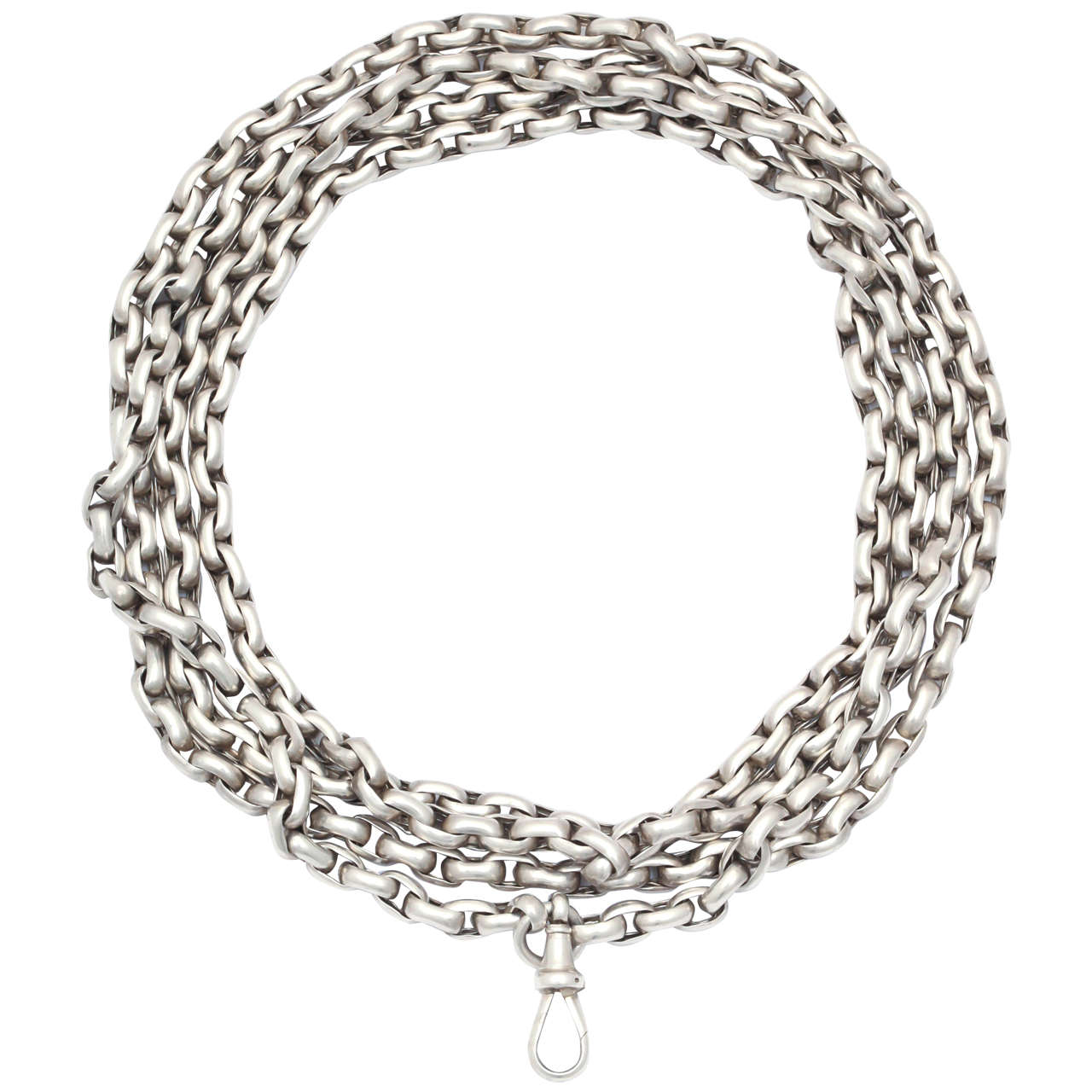 Extremely Long Satin Silver Victorian Guard Chain at 1stDibs | long ...