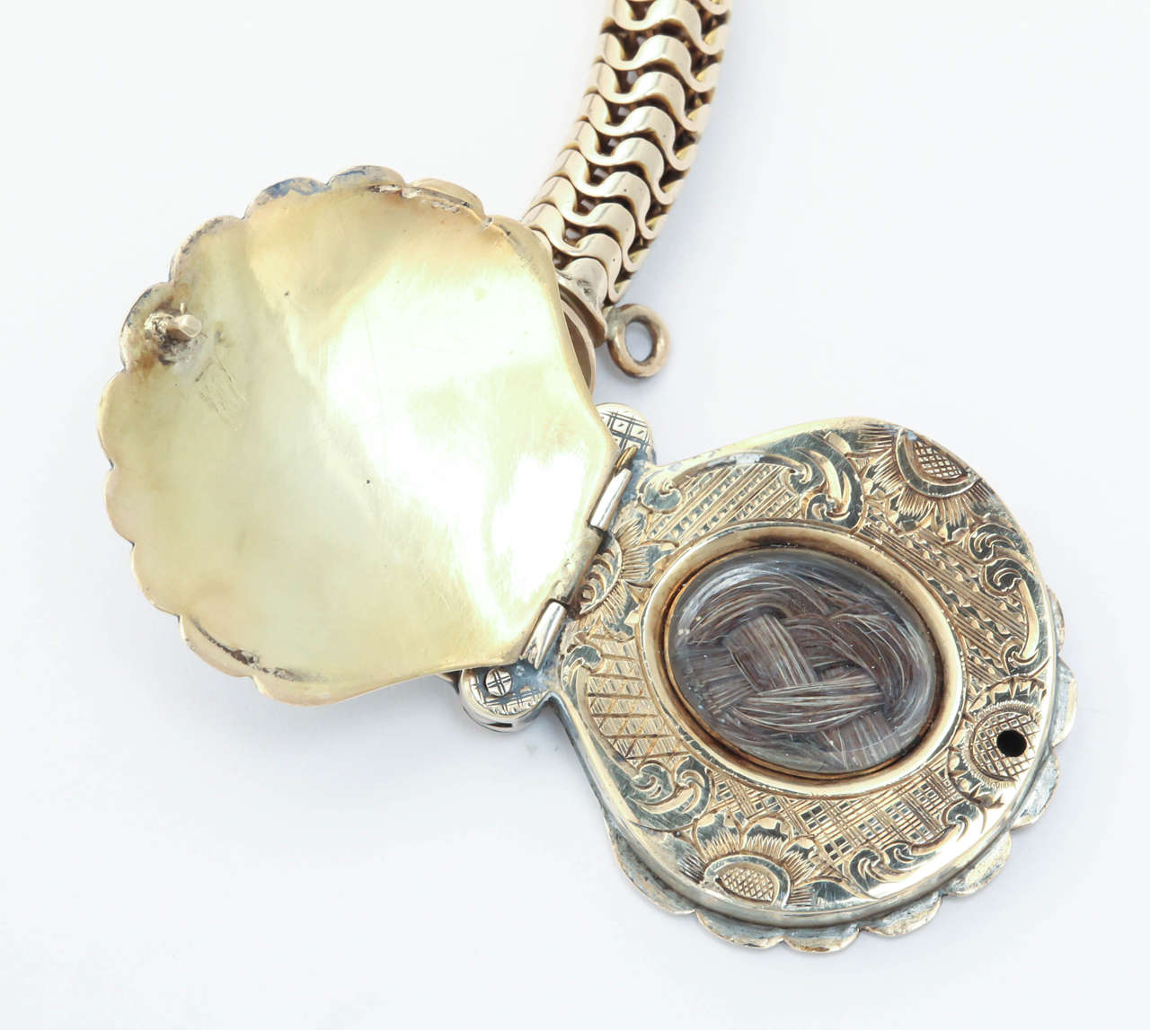 Victorian Snake Chain with a Scallop Shell Locket at 1stDibs