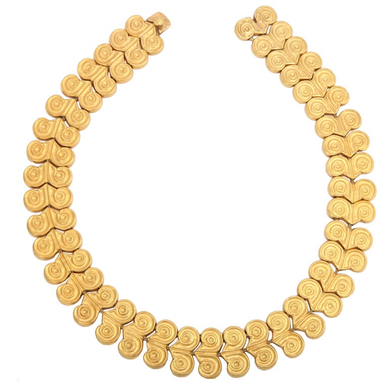 LALOUNIS Gold Ancient Crete Motif Necklace For Sale at 1stDibs