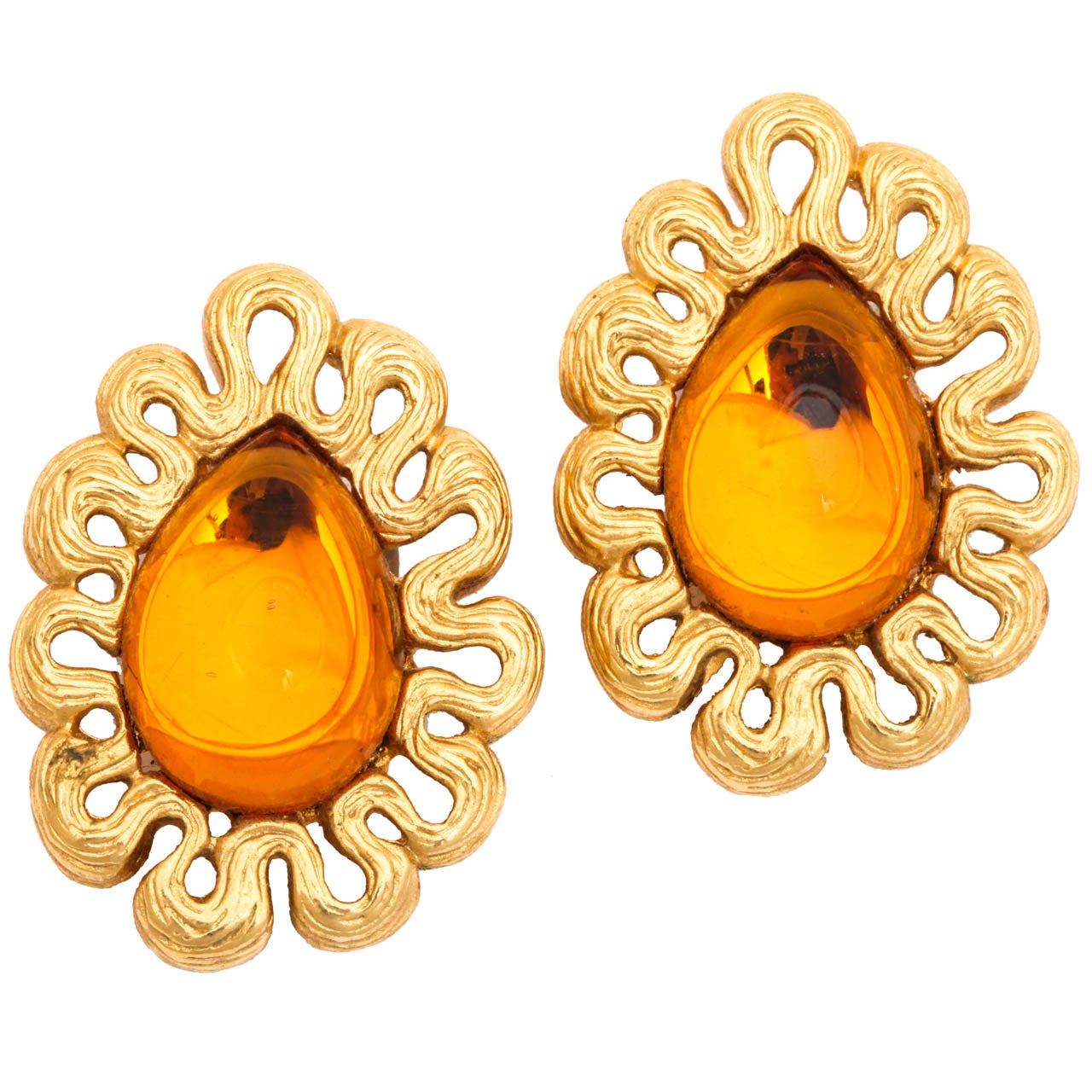 Givenchy Amber and Goldtone Earrings at 1stDibs