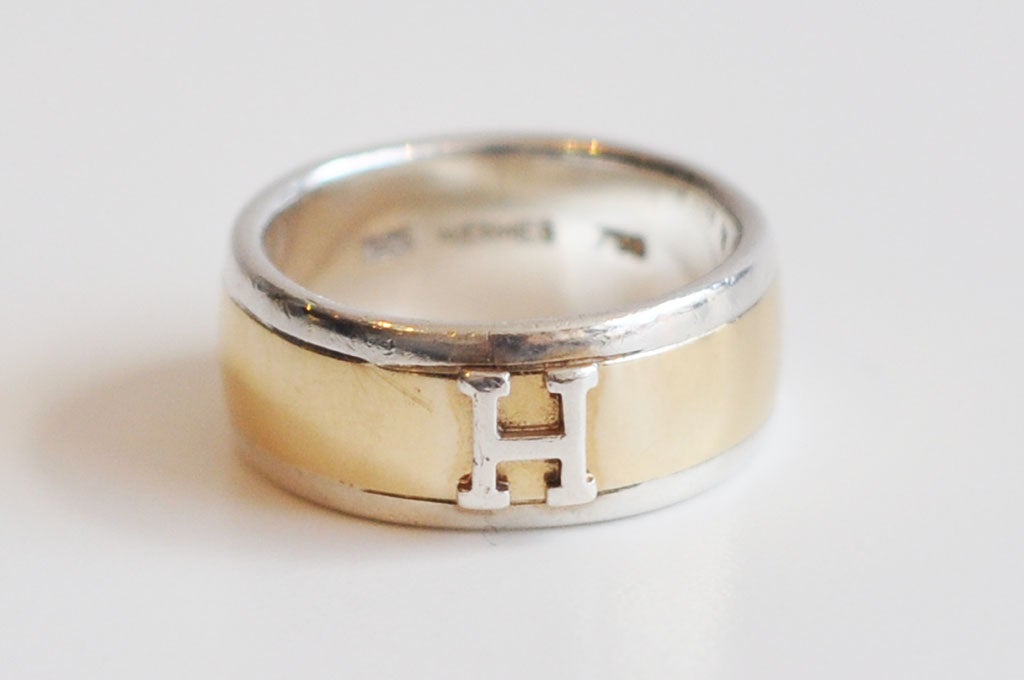 Hermes 18K Gold and Sterling Silver Ring at 1stDibs