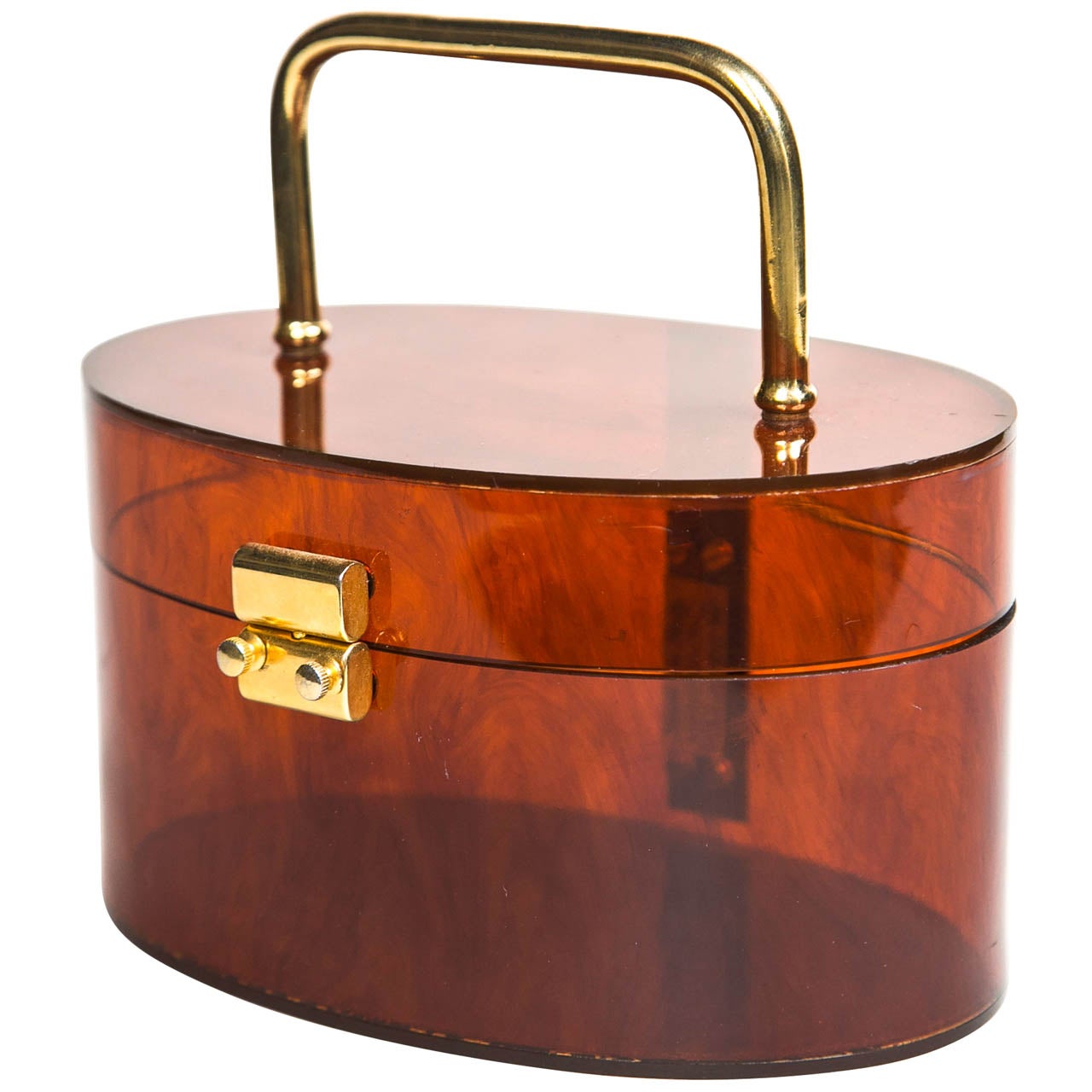 Lucite Handbag with Brass Fittings at 1stDibs