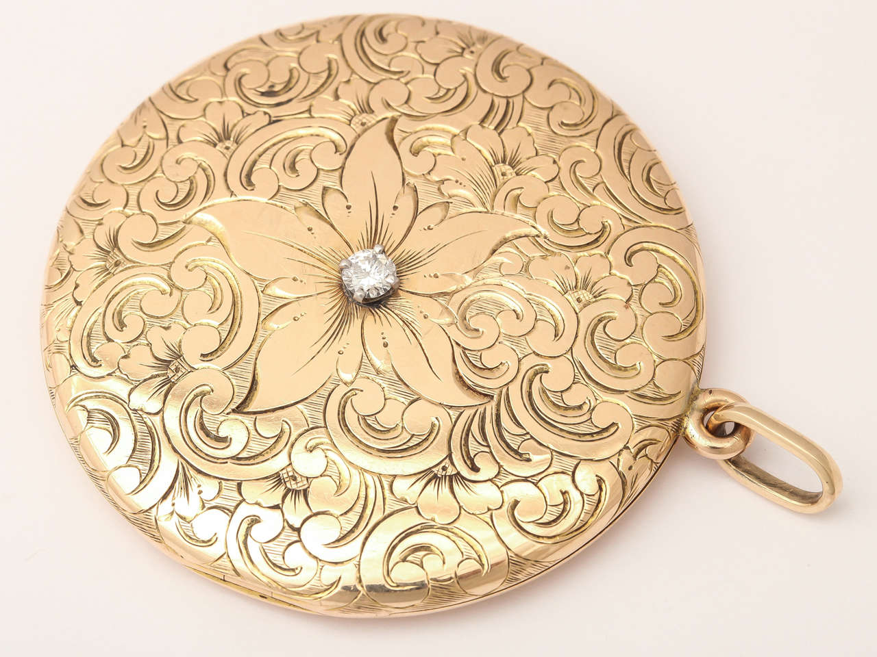 The Heart of a Diamond in a Large Gold Edwardian Locket at 1stDibs