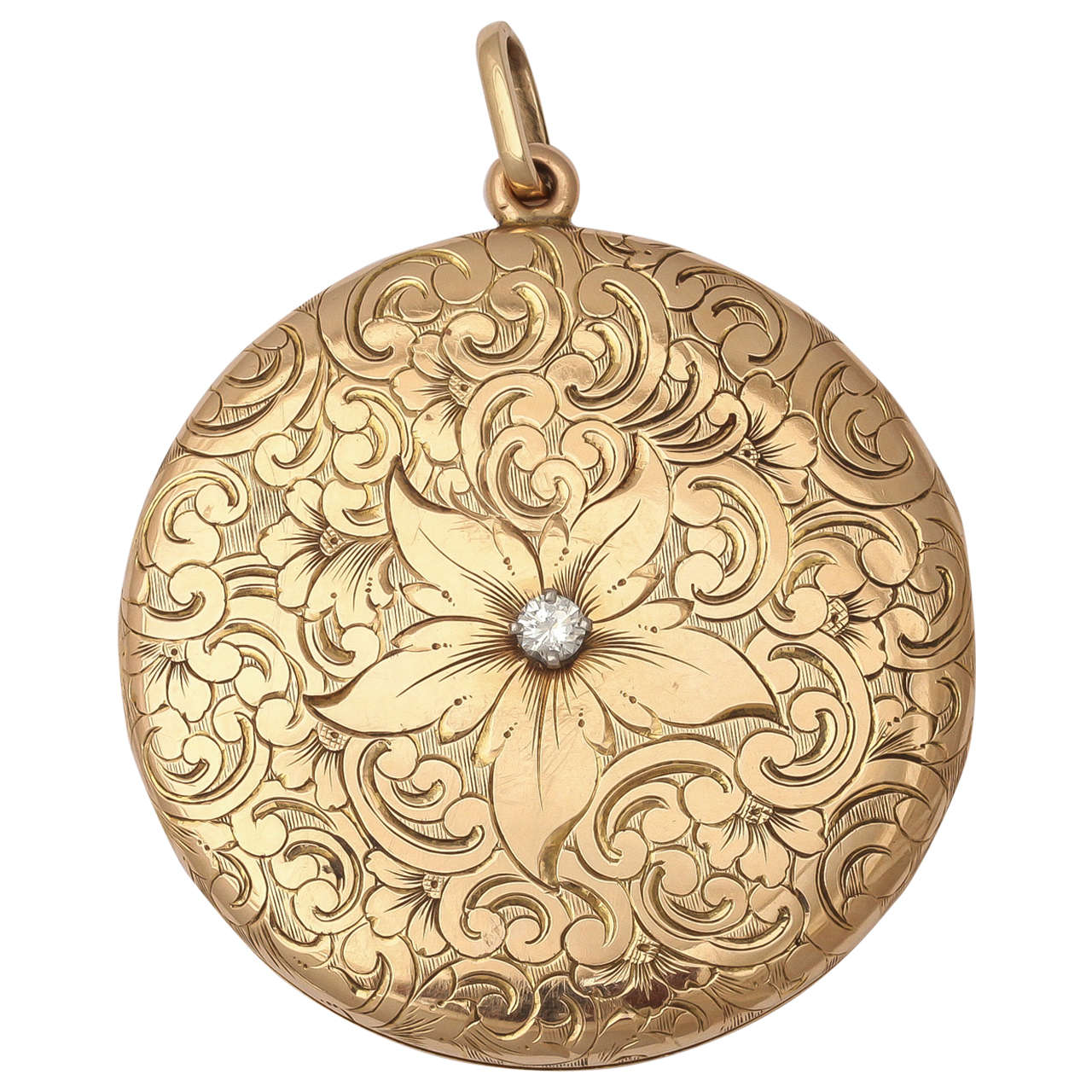 The Heart of a Diamond in a Large Gold Edwardian Locket at 1stDibs