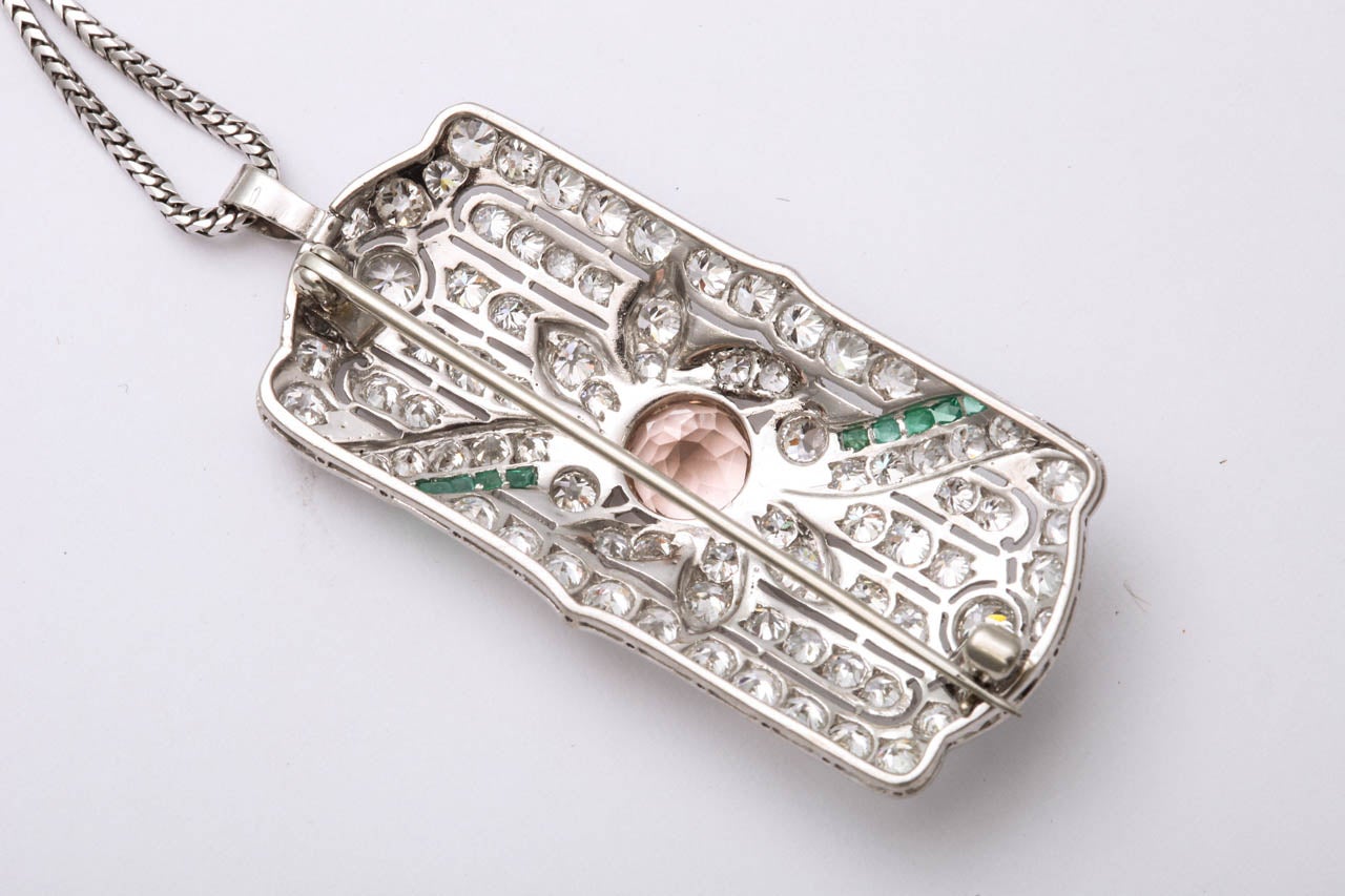 Diamond and Platinum Pendant Pin at 1stDibs