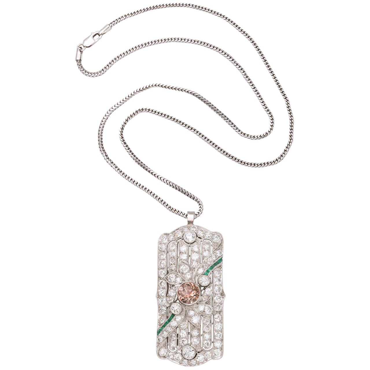 Diamond and Platinum Pendant Pin at 1stDibs