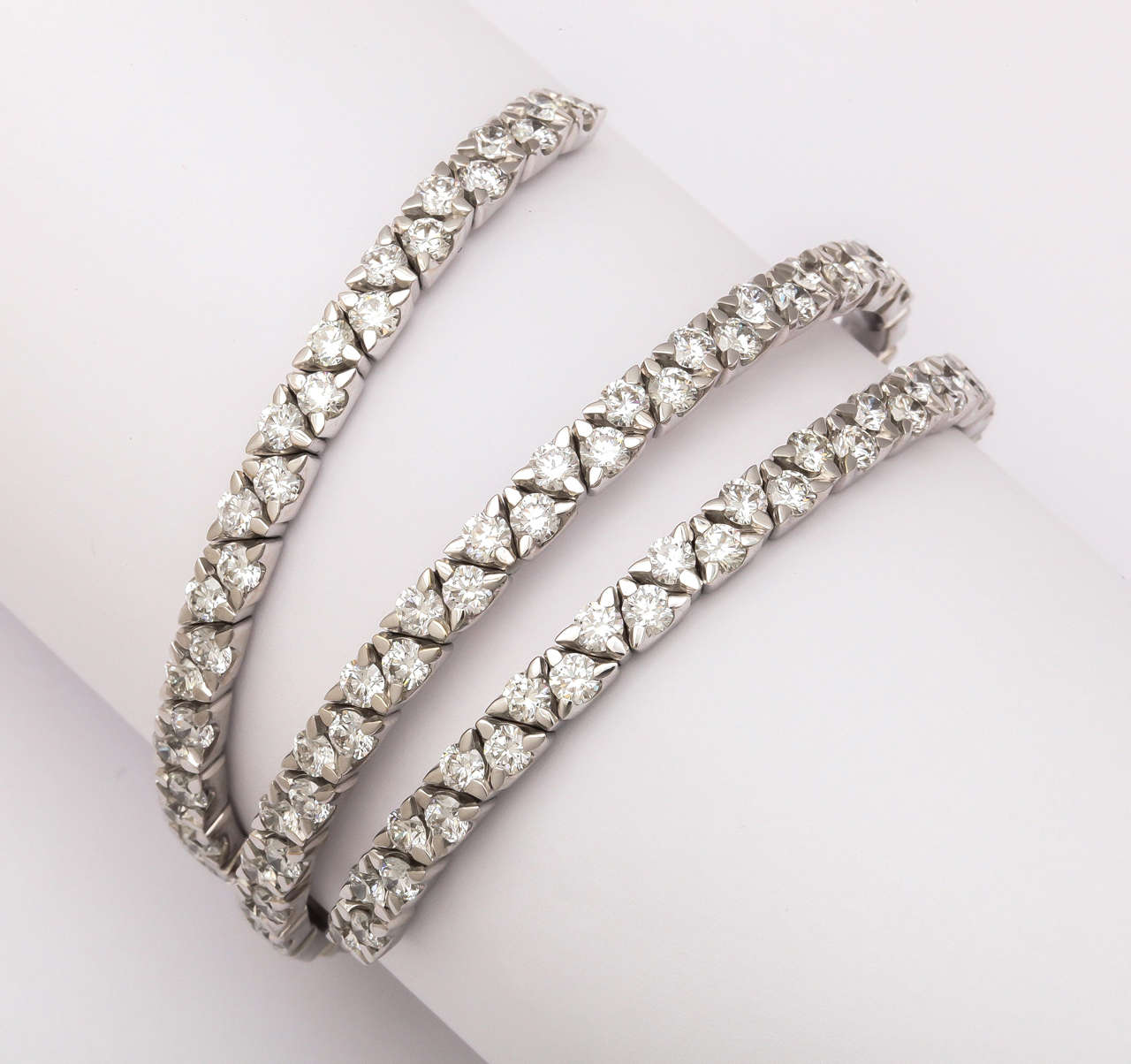 Diamond White Gold Spring Bangle Bracelet For Sale at 1stDibs | gold ...