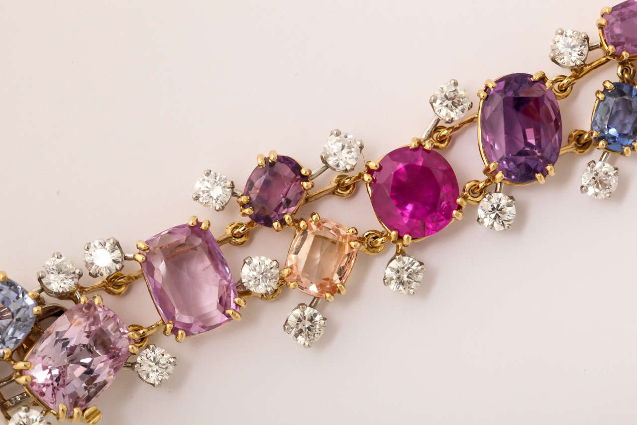 Magnificent Multi Color Sapphire Diamond Bracelet at 1stDibs | multi ...