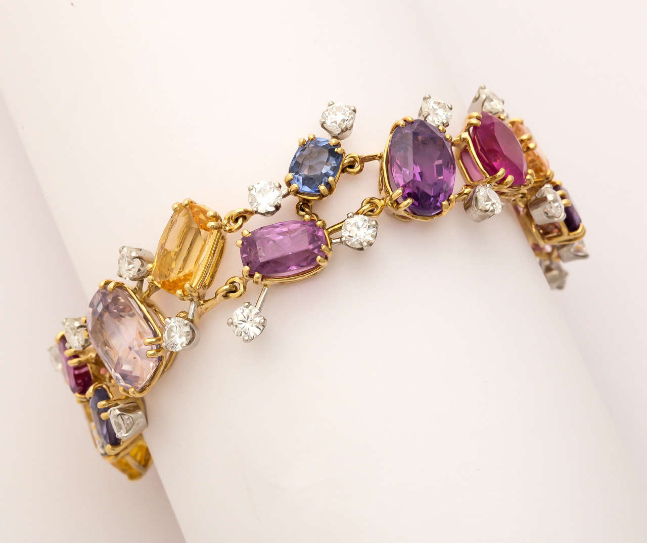 Magnificent Multi Color Sapphire Diamond Bracelet at 1stDibs | multi ...