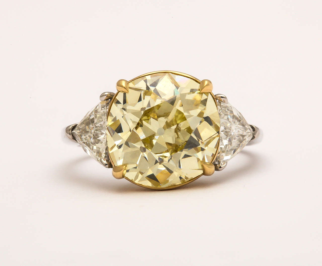 Old Mine Brilliant Fancy Yellow Diamond Platinum Ring For Sale at ...