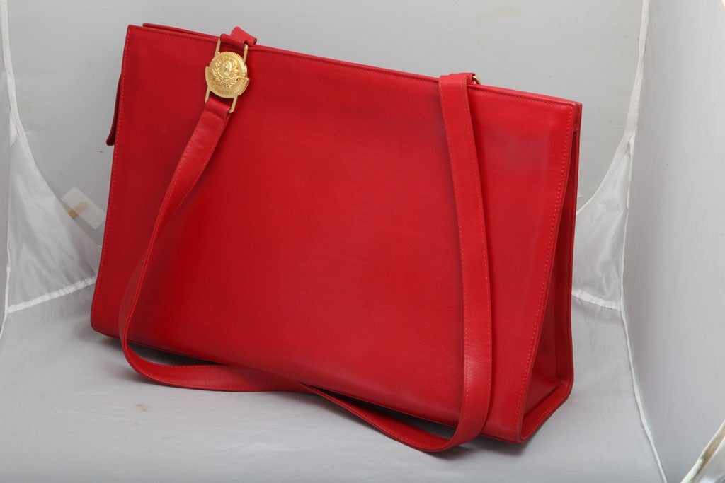 Gianni Versace Couture Red Large Tote Bag with Medusas at 1stDibs