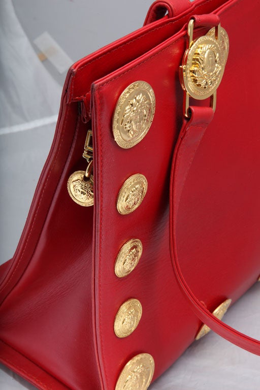 Gianni Versace Couture Red Large Tote Bag with Medusas at 1stDibs